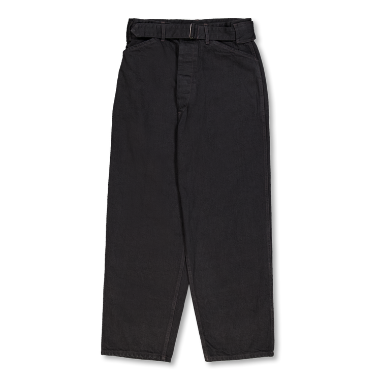 Black Denim Belted Pants